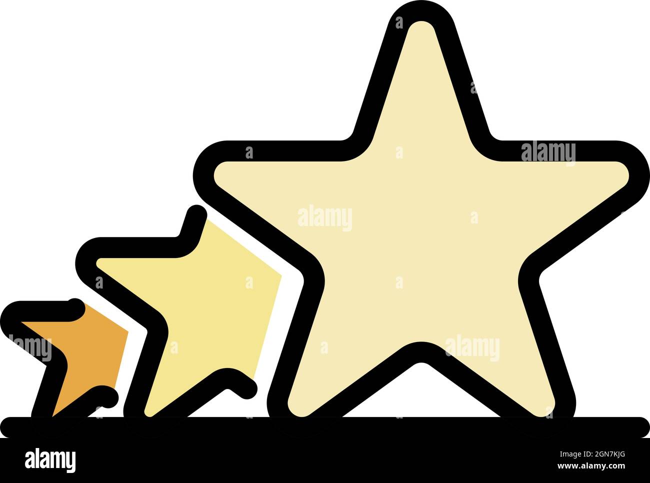 Three stars in a row icon. Outline three stars in a row vector icon ...