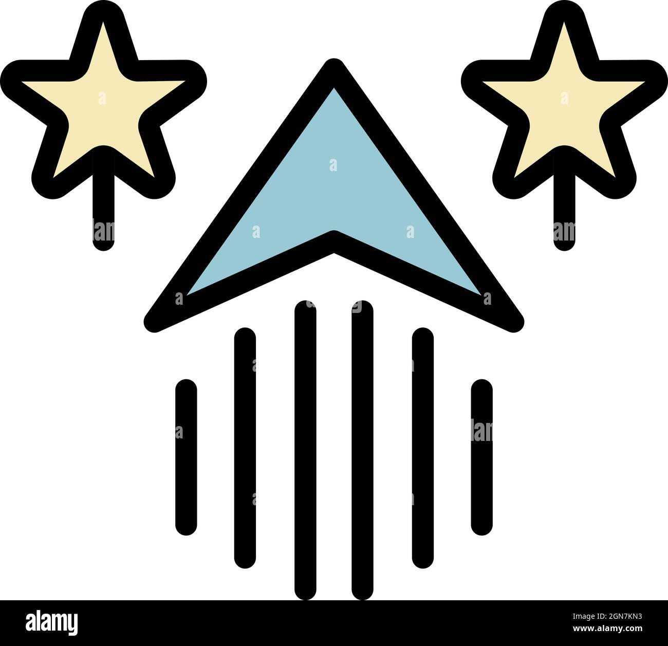 Up arrow and stars icon. Outline up arrow and stars vector icon color ...