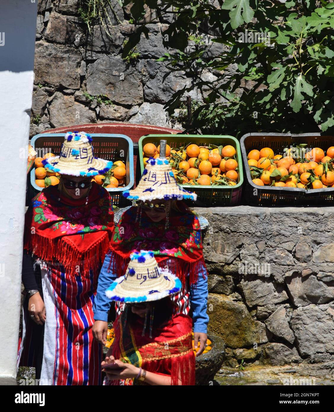 Moroccan women wearing Chefchaouen's traditional clothes Stock Photo ...