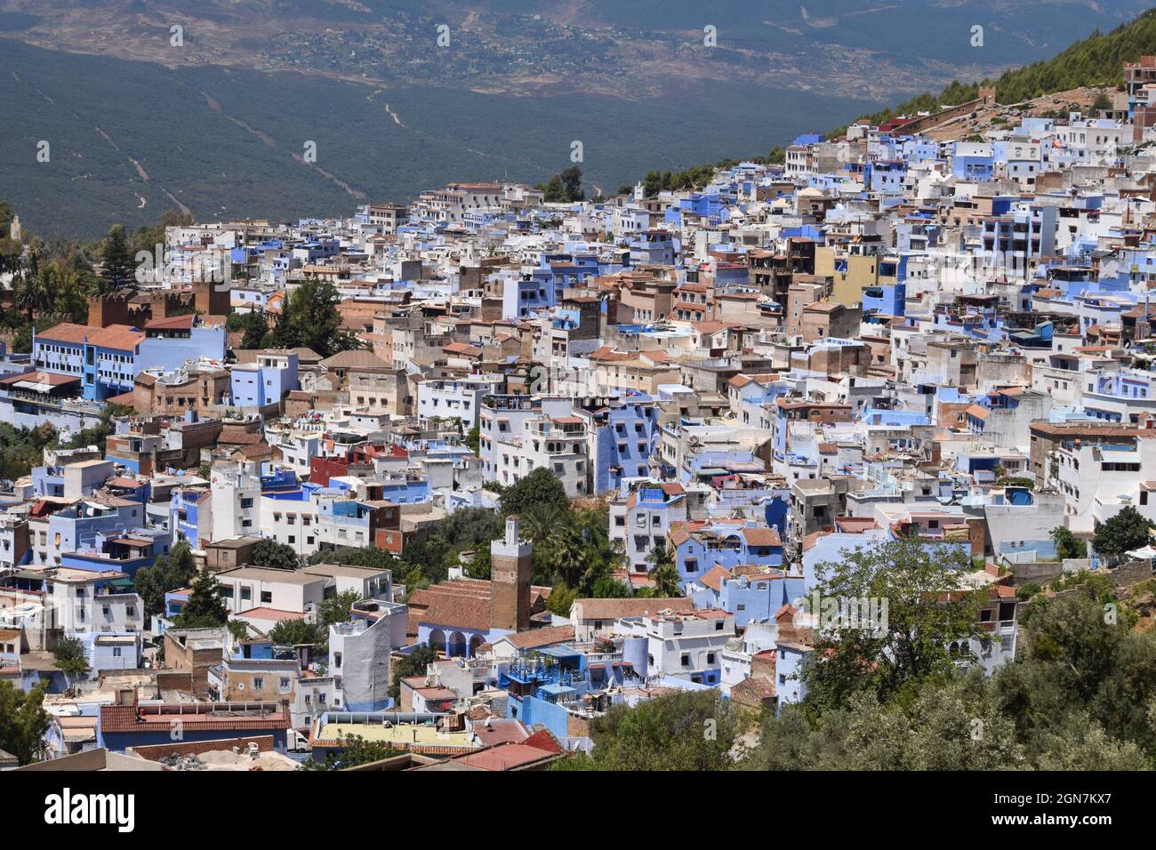 Chefchaouen seen from the surrounding mountain Stock Photo - Alamy