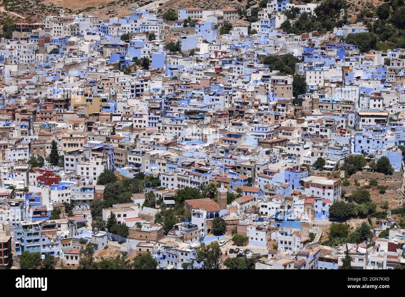 Chefchaouen seen from the surrounding mountain Stock Photo - Alamy