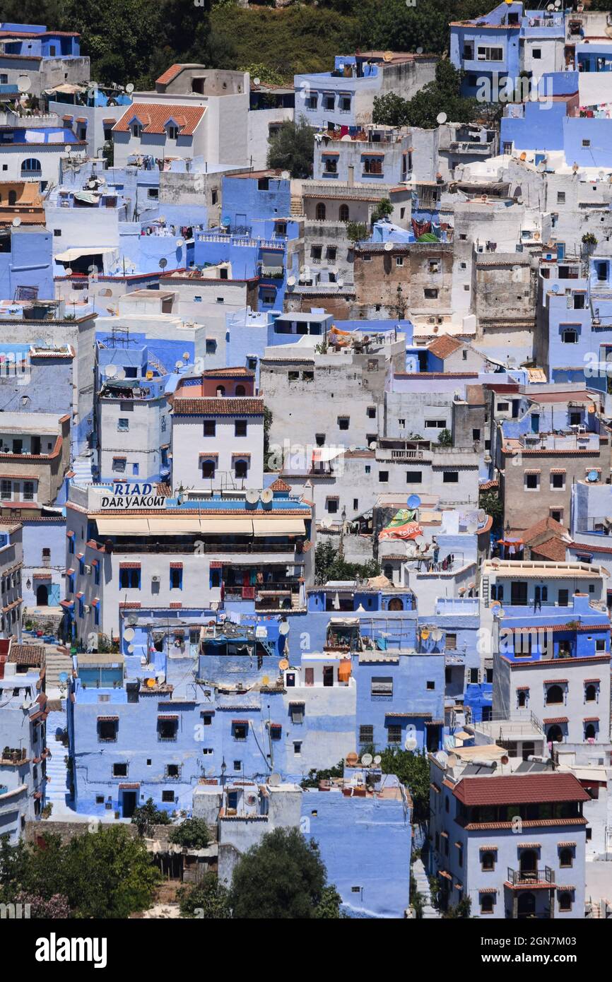 Chefchaouen seen from the surrounding mountain Stock Photo - Alamy