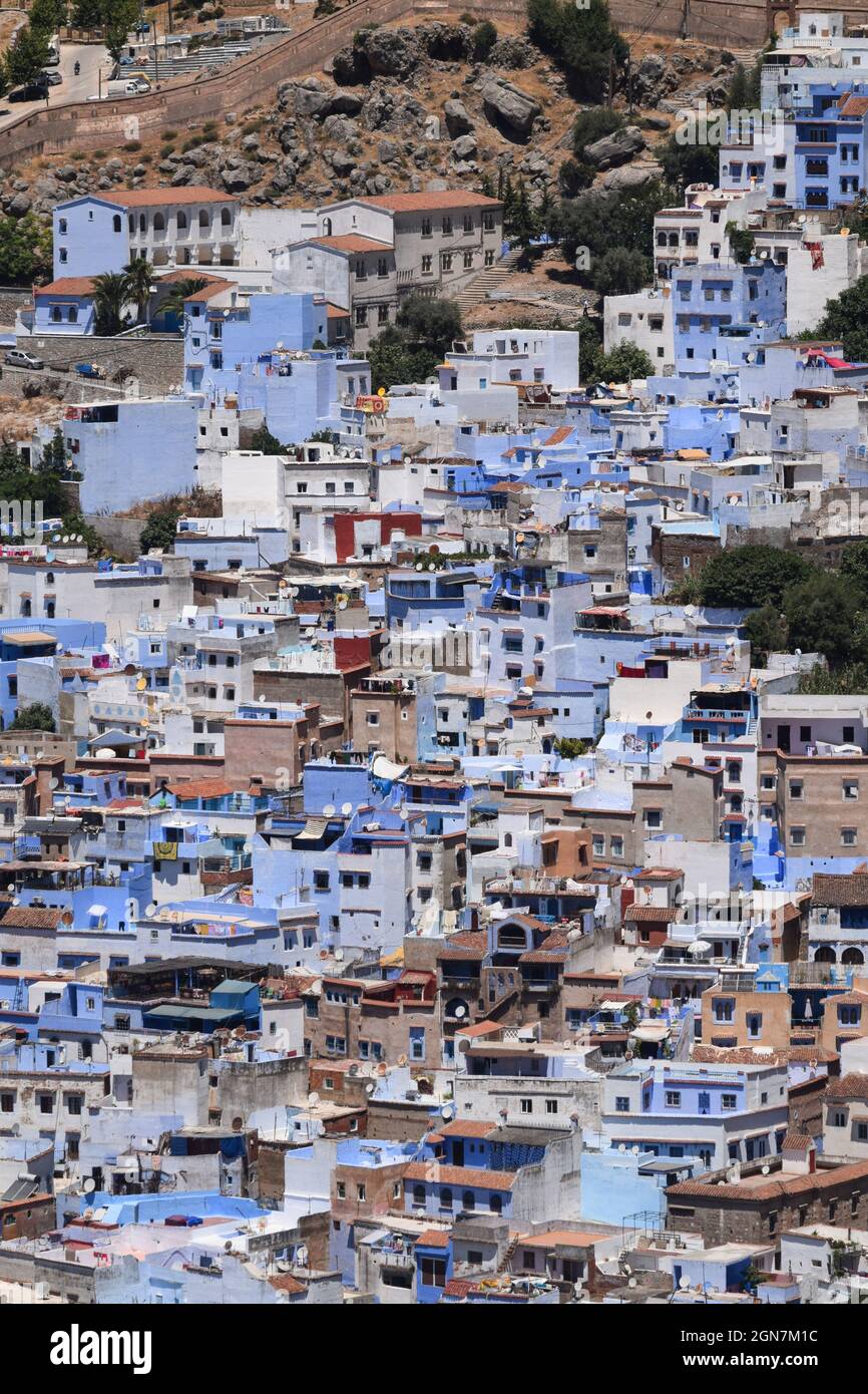 Chefchaouen seen from the surrounding mountain Stock Photo - Alamy
