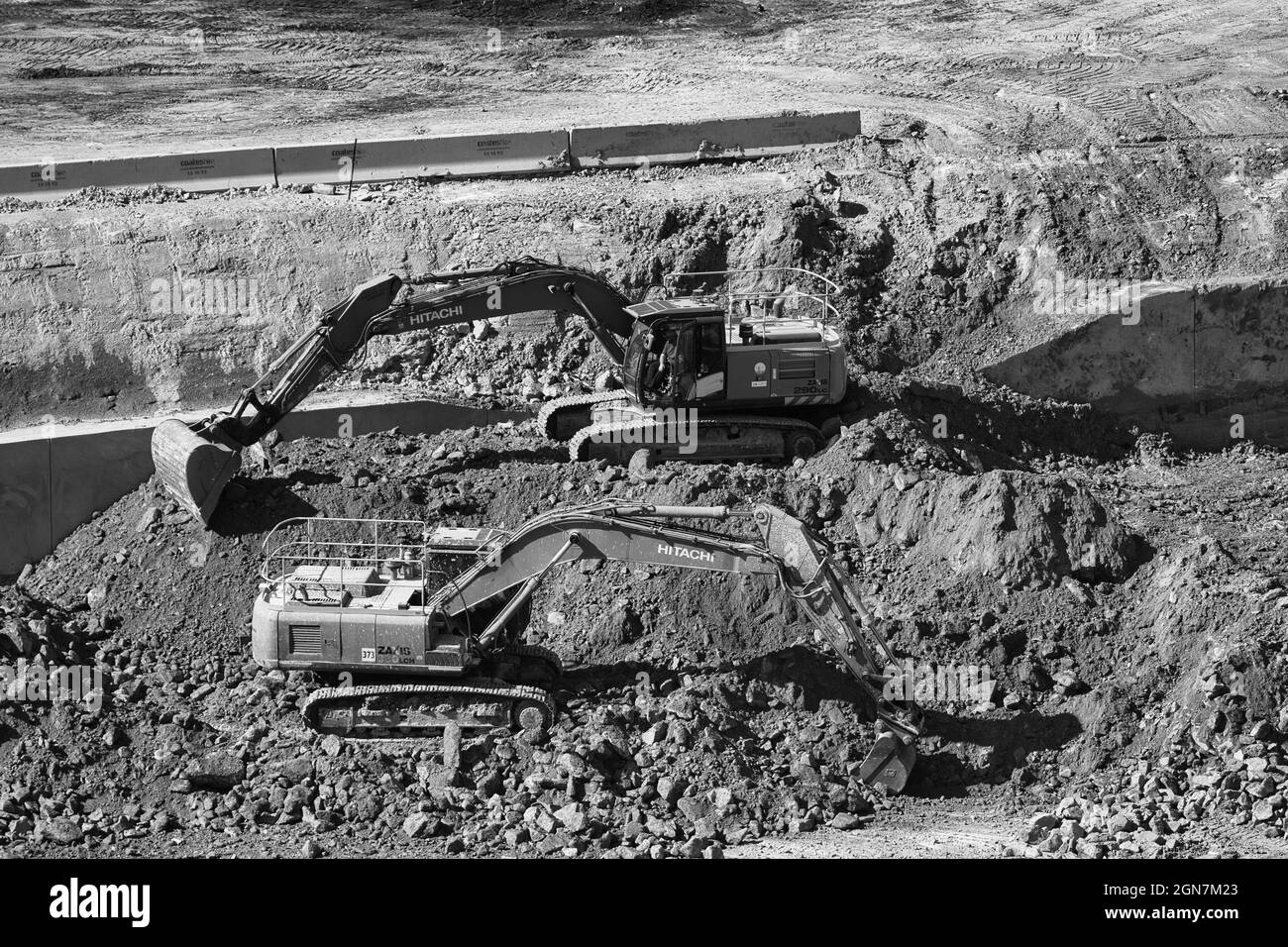 SYDNEY, AUSTRALIA - Sep 03, 2021: A black and white shot of two ...