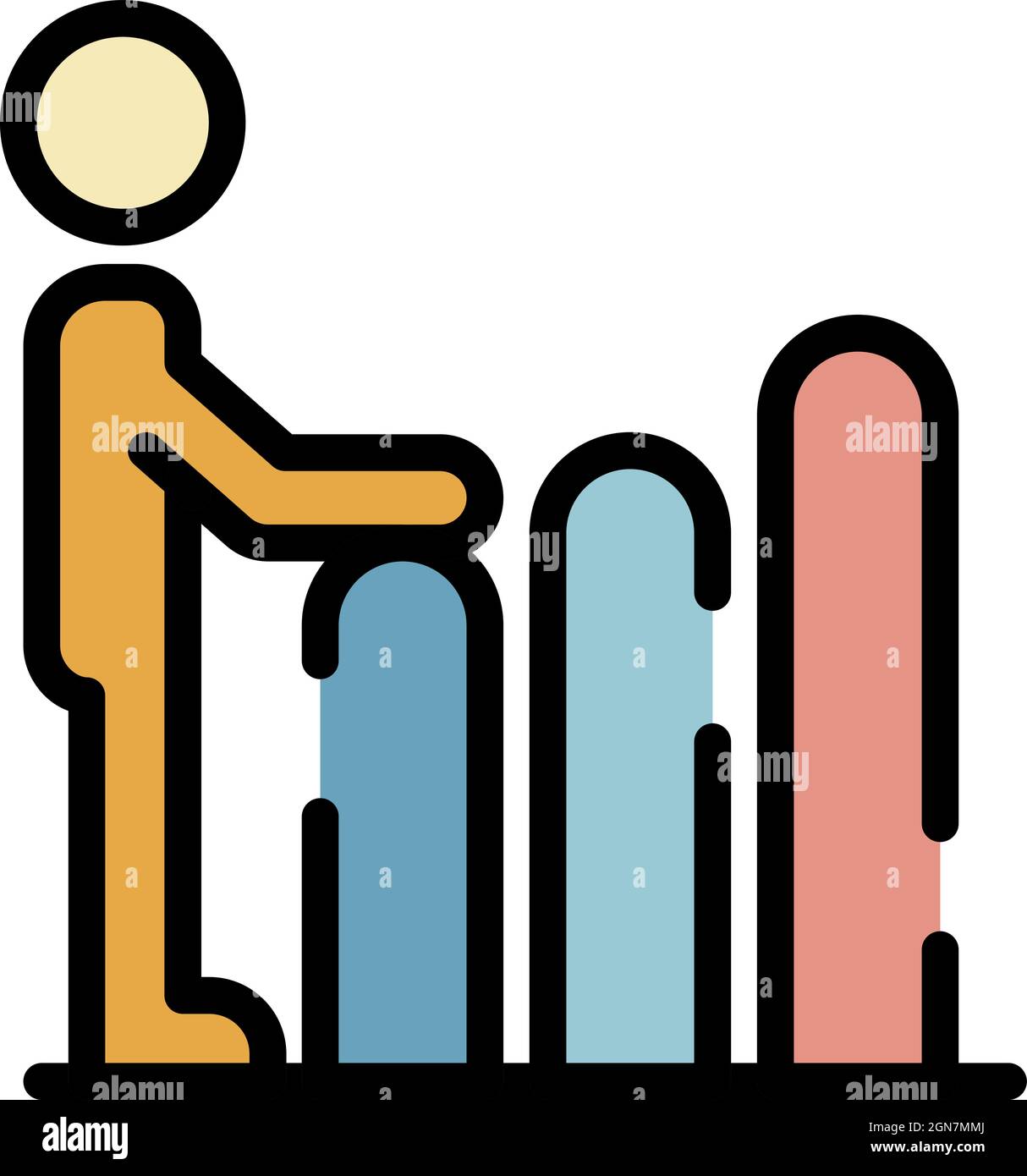 Man and rating chart icon. Outline man and rating chart vector icon ...