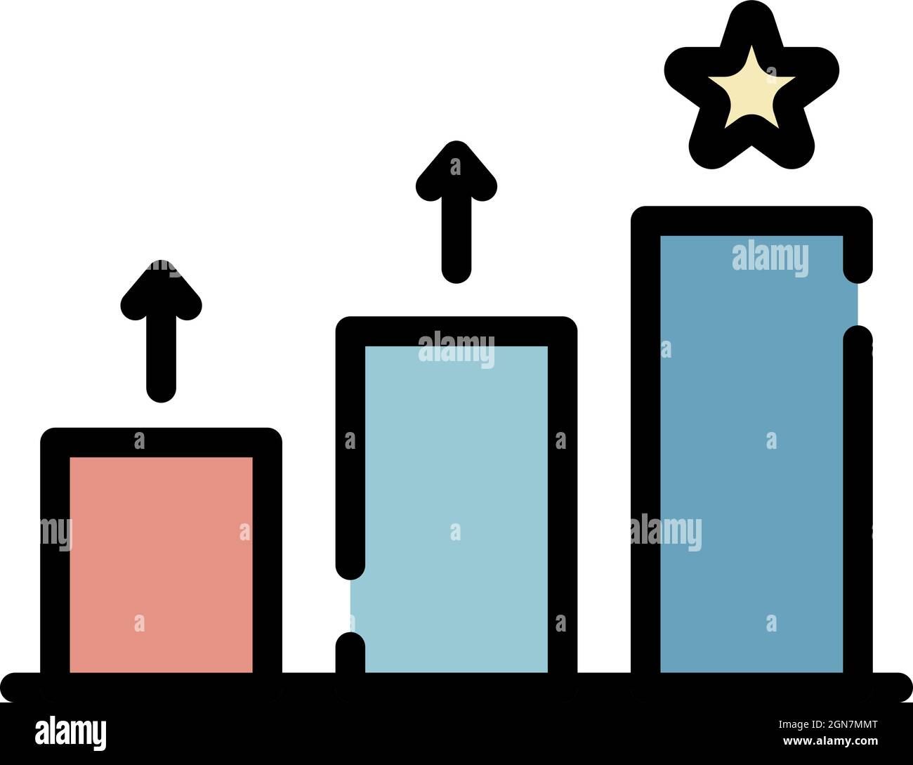 Rising rating chart icon. Outline rising rating chart vector icon color ...