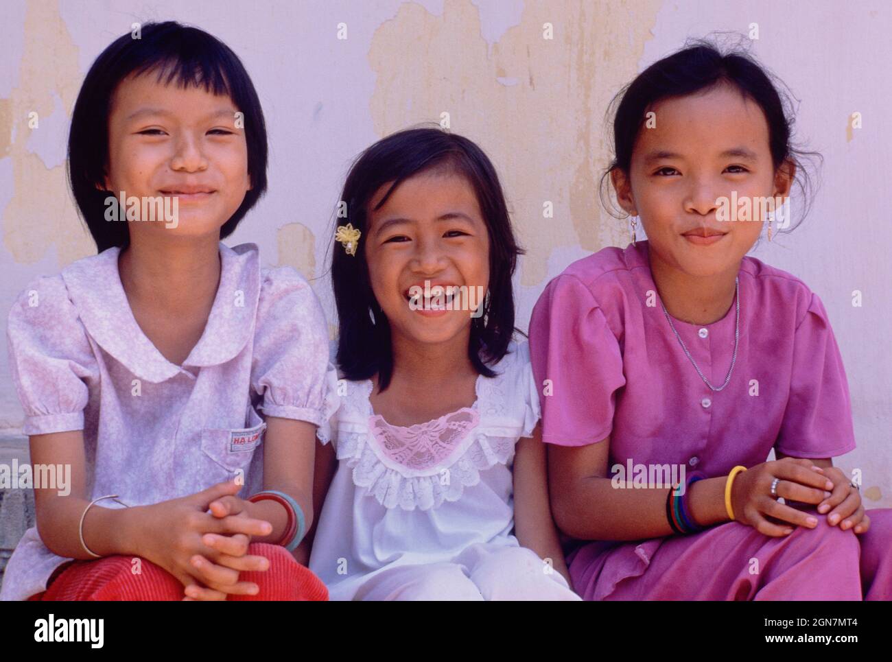 Vietnam. Vung Tau. Children. Portrait of three girls Stock Photo - Alamy