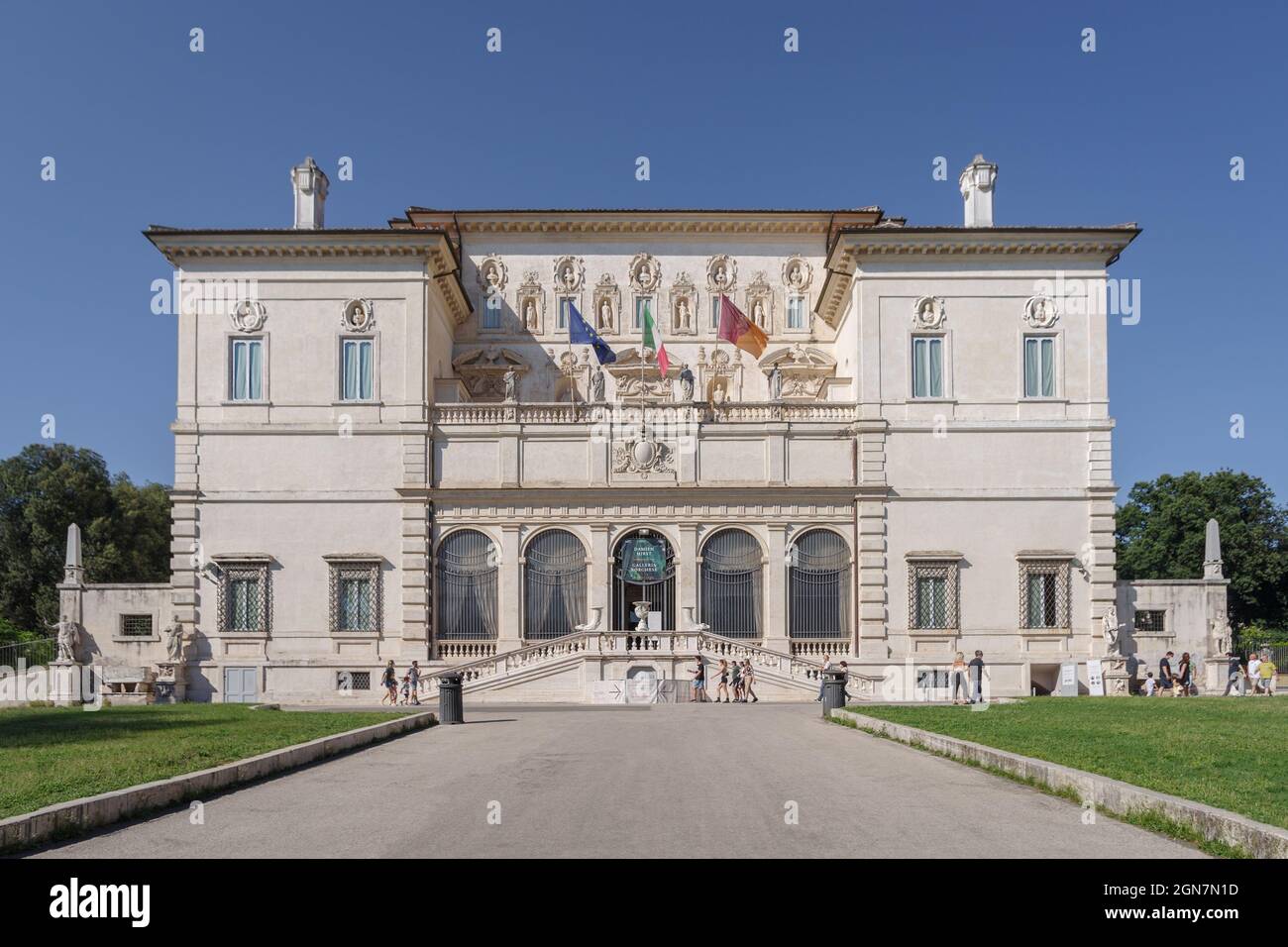 Art gallery Galleria Borghese located in the Villa Borghese gardens in ...
