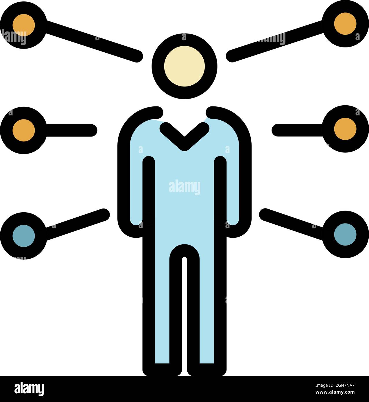 Figure of a man with footnotes icon. Outline figure of a man with ...