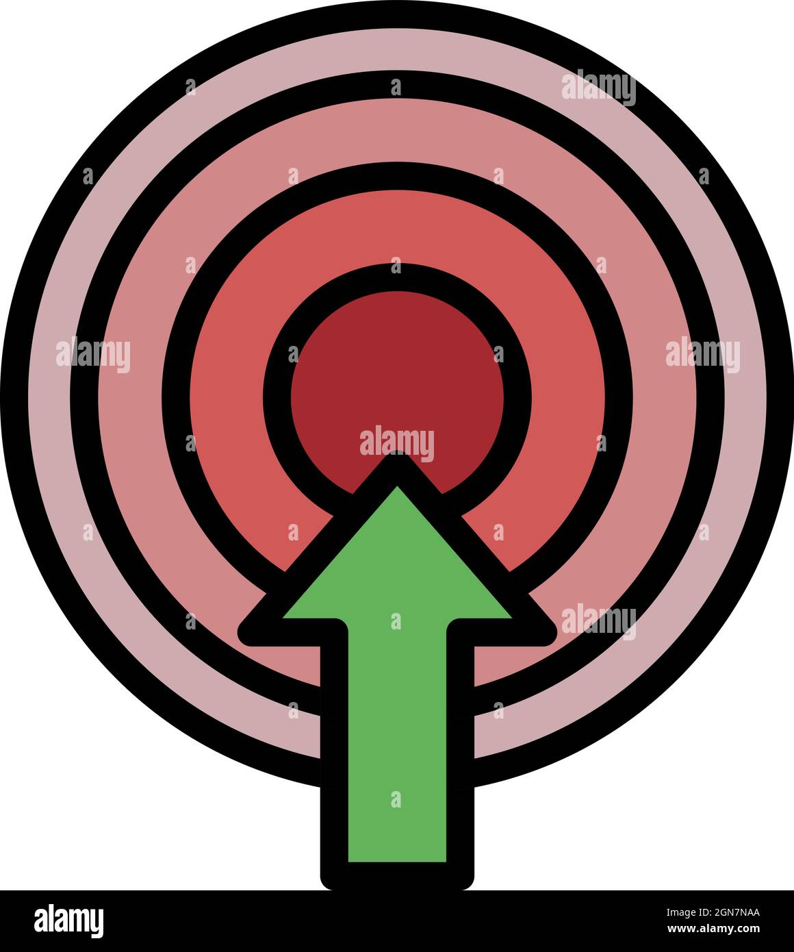 Target and arrow icon. Outline target and arrow vector icon color flat ...