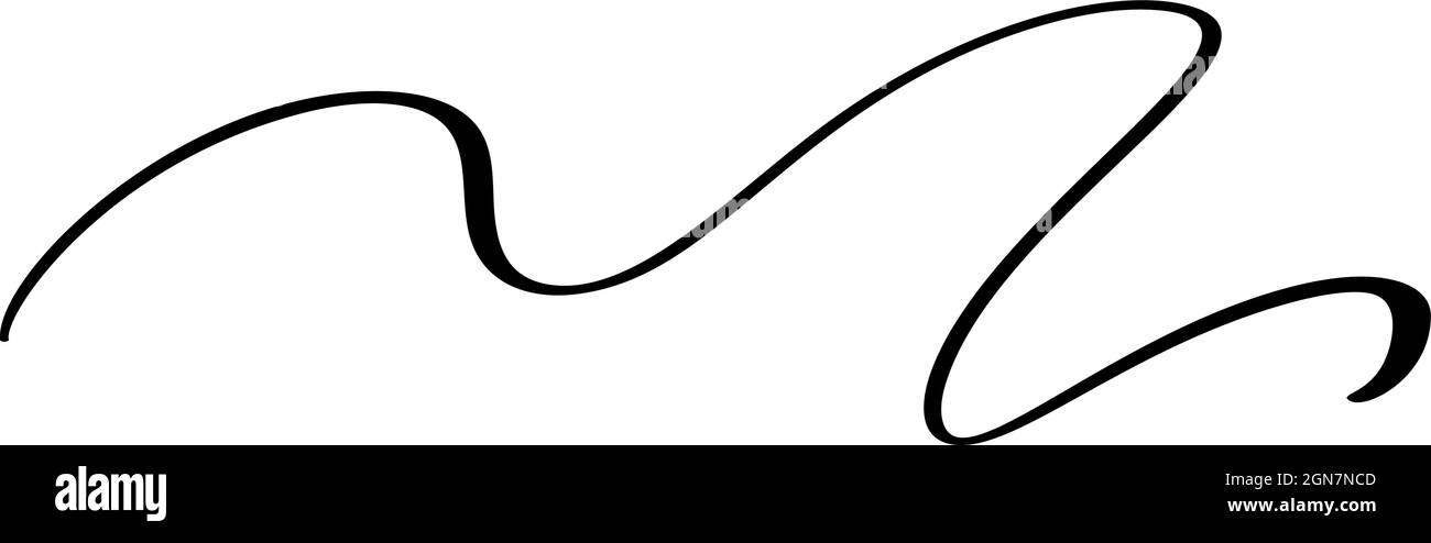 Abstract Vector Wavy calligraphy line divider. Black illustration ...
