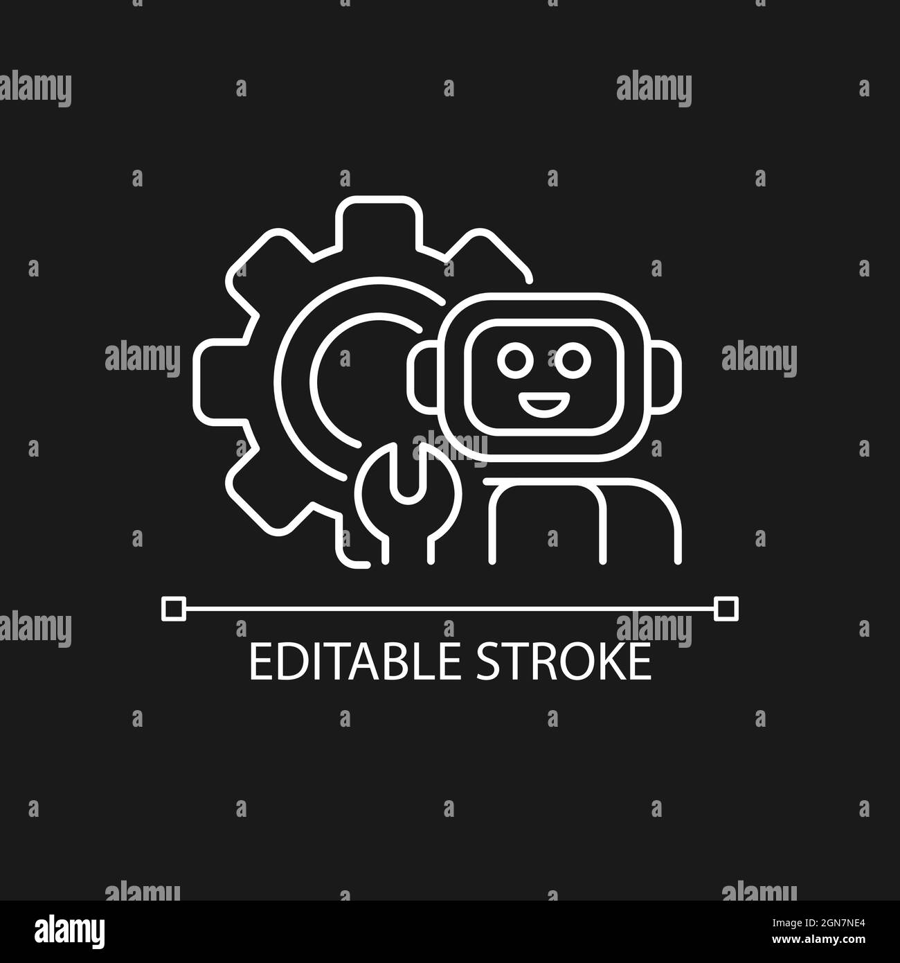 Technology white linear icon for dark theme Stock Vector Image & Art ...