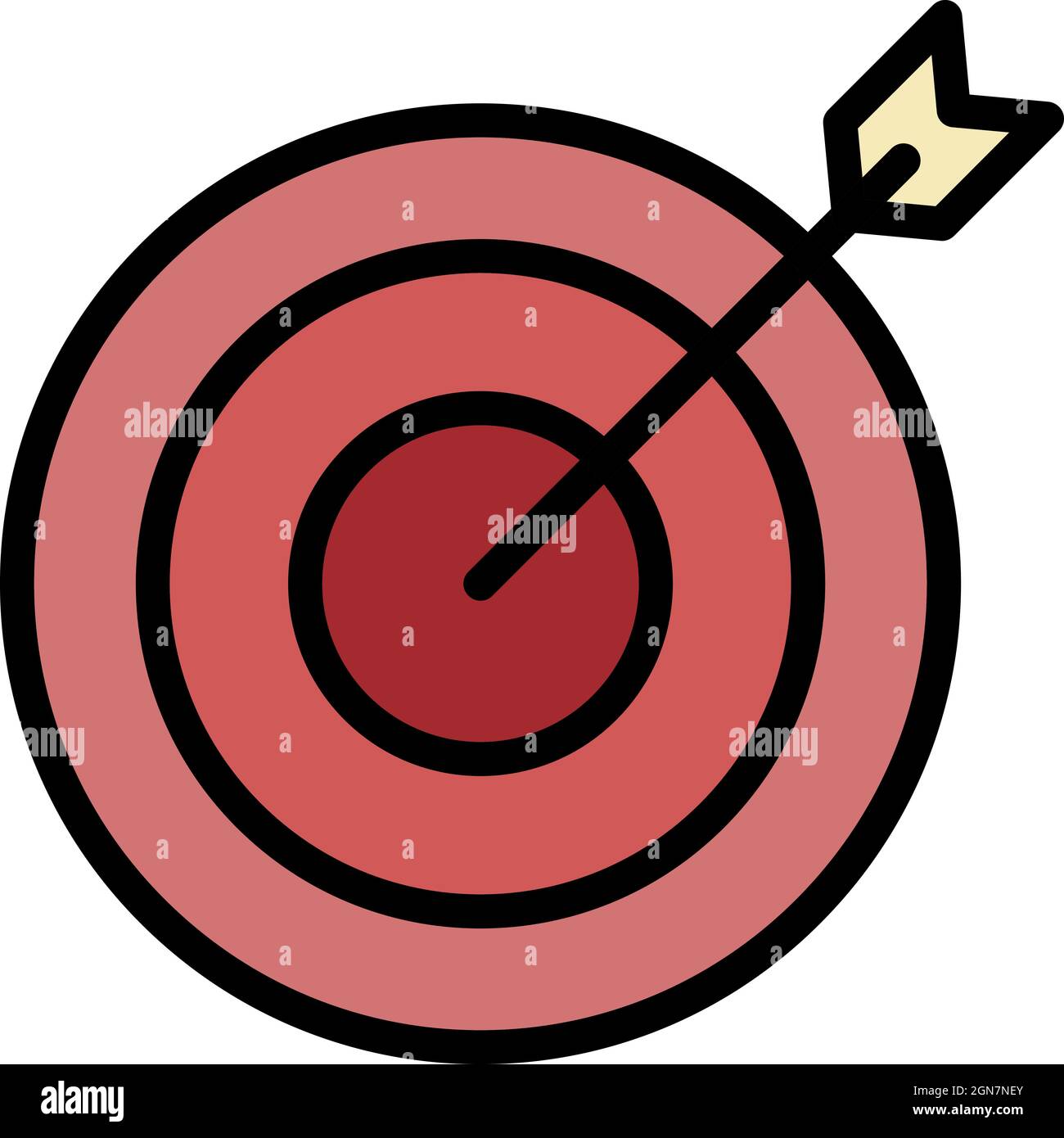 Arrow on target icon. Outline arrow on target vector icon color flat ...