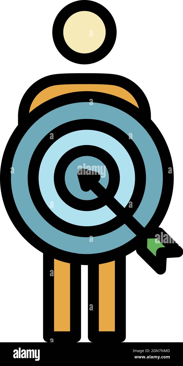 Target customer icon. Outline target customer vector icon color flat ...