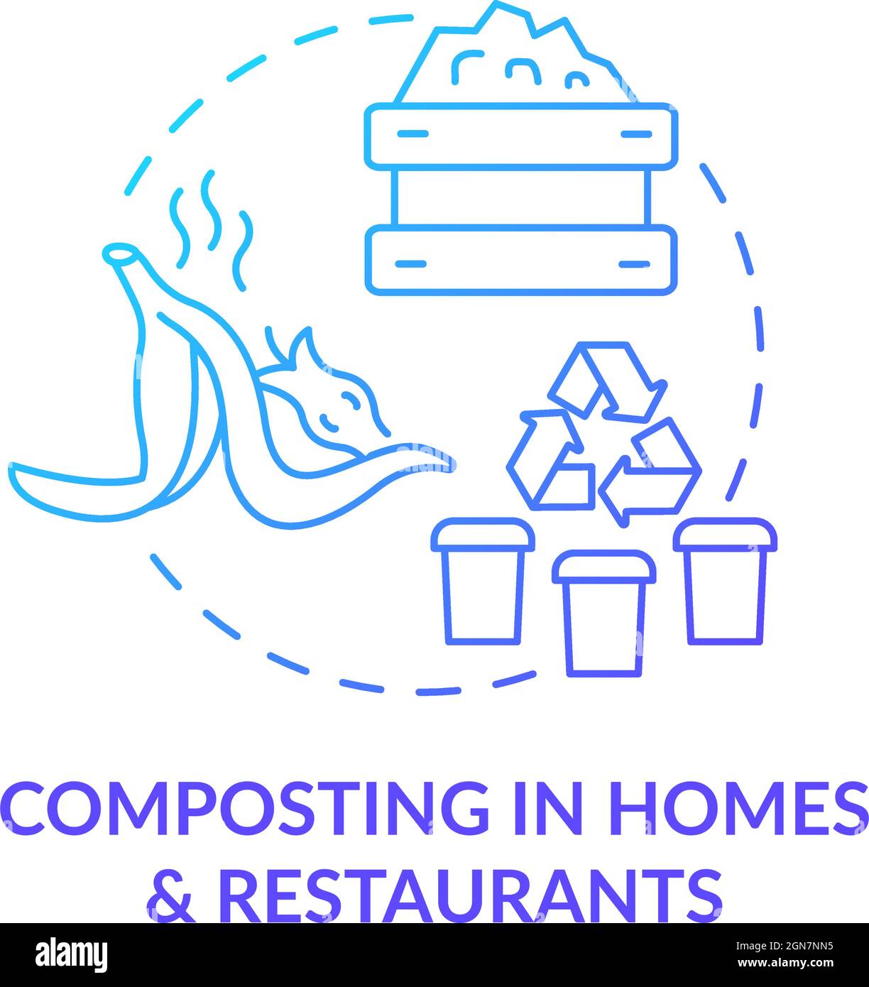 Garbage composting in homes, restaurants concept icon Stock Vector ...