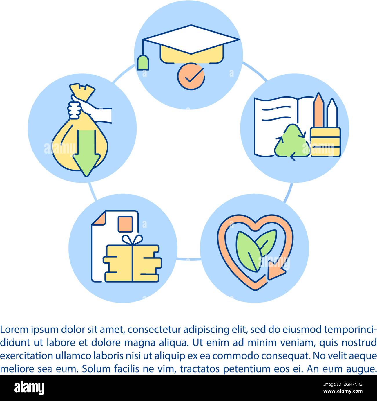 Recycling education concept line icons with text Stock Vector Image ...