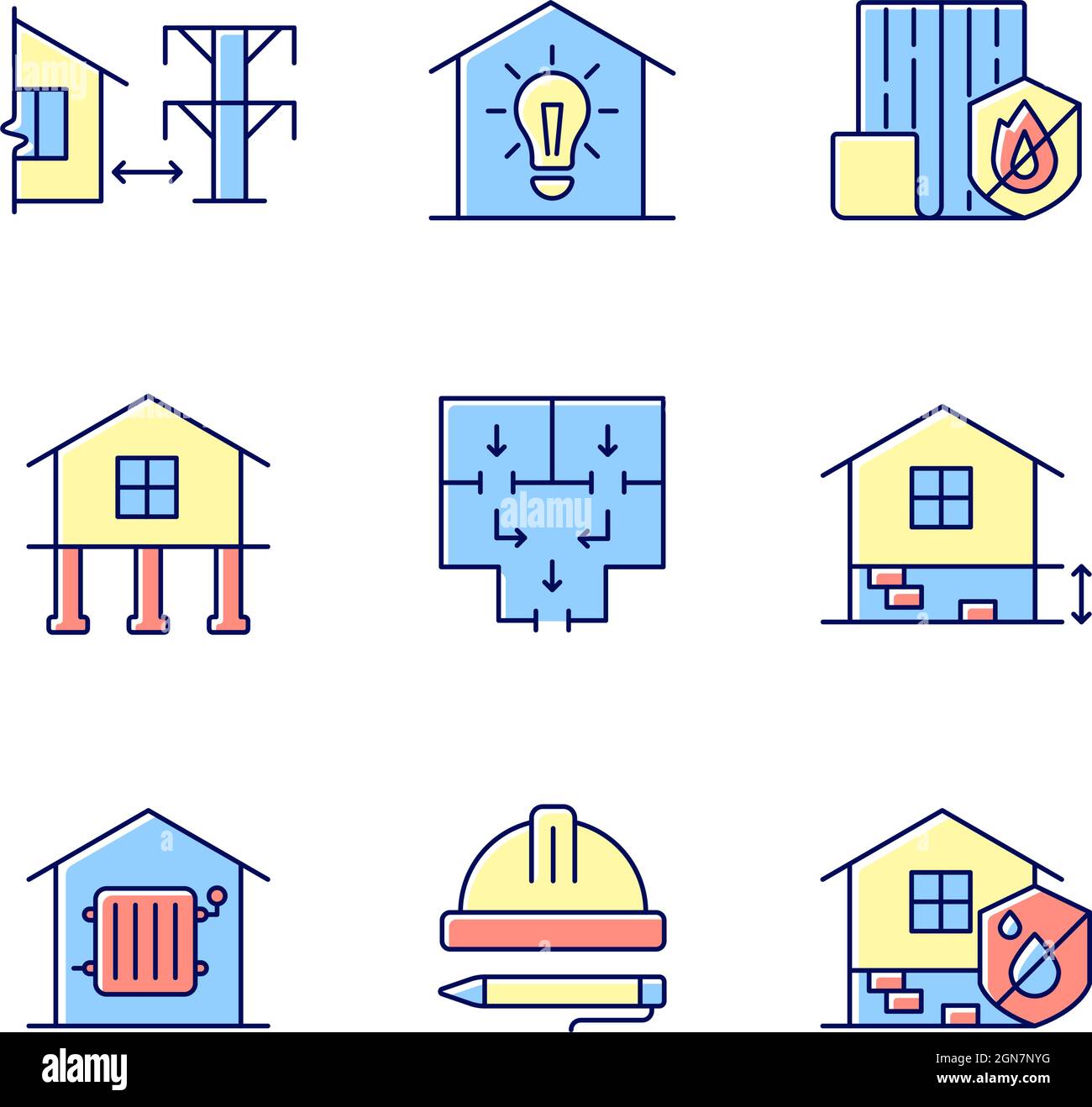 Building safety regulations RGB color icons set Stock Vector Image ...