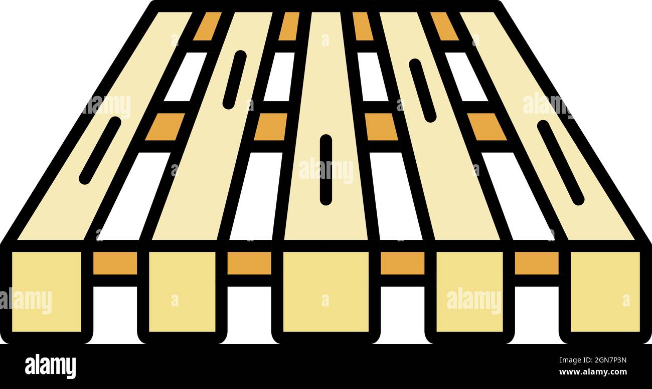 Wood pallet icon. Outline wood pallet vector icon color flat isolated ...