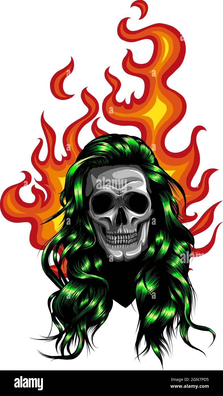 Skull on Fire with Flames Vector Illustration Stock Vector Image & Art ...