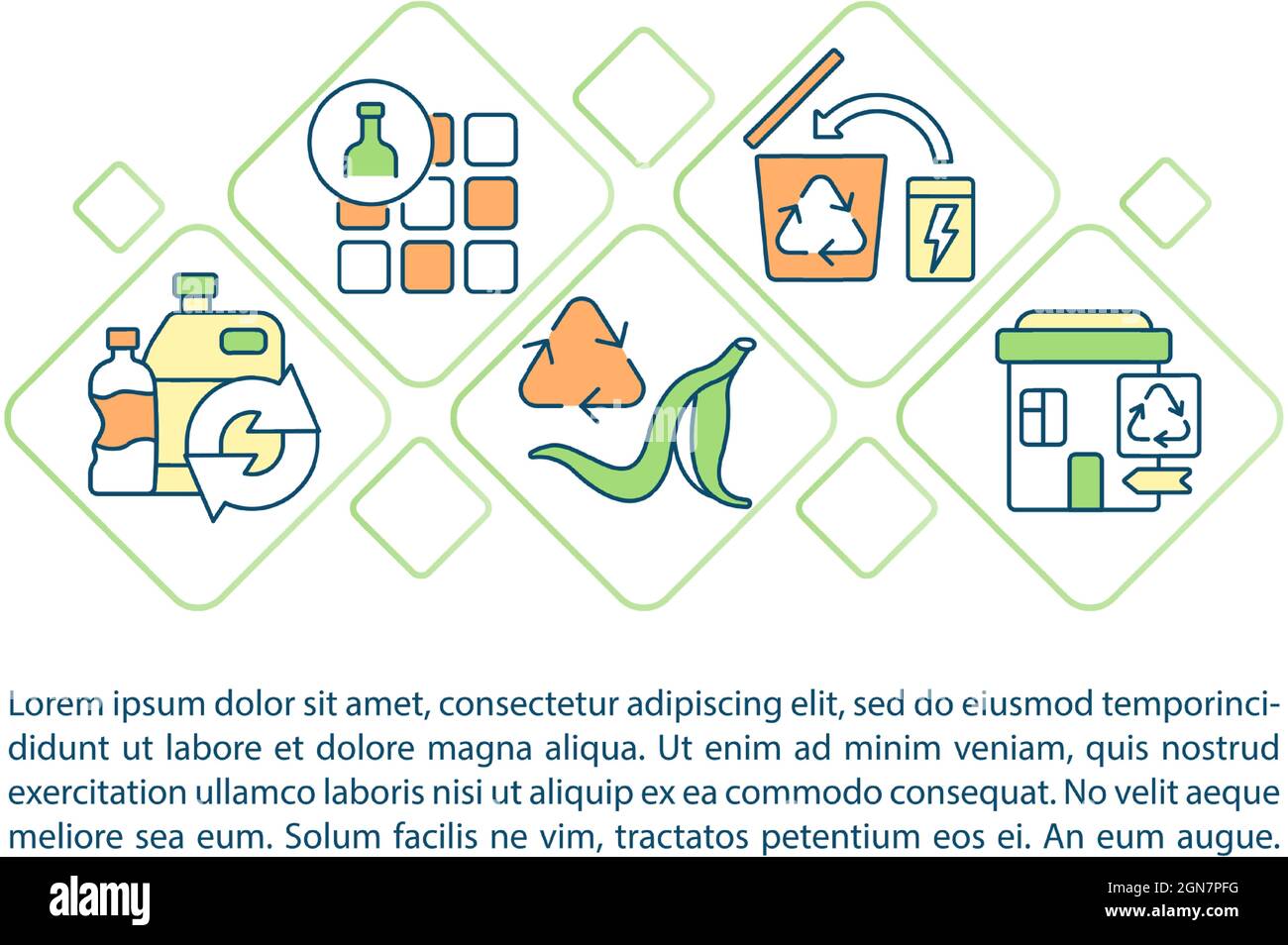 Waste utilization concept line icons with text Stock Vector Image & Art ...