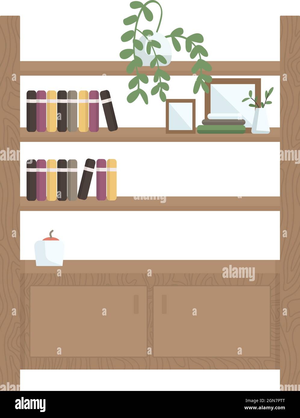 Modern bookshelf semi flat color vector object Stock Vector Image & Art ...