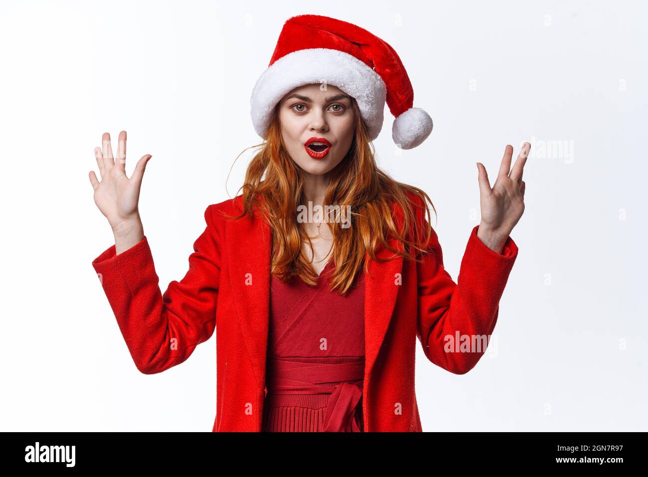 Woman wearing santa cosmetics hi-res stock photography and images - Alamy
