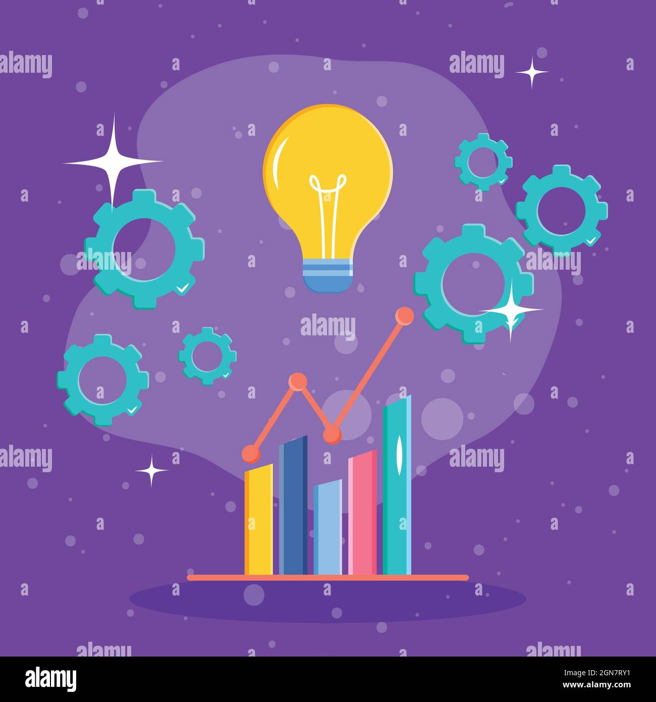 bars chart with light bulb of risk management theme Stock Vector Image ...