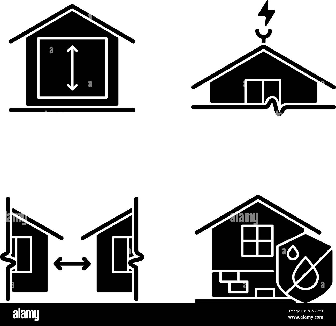 Building safe house black glyph icons set on white space Stock Vector ... Building safe house black glyph icons set on white space Stock Vector ...