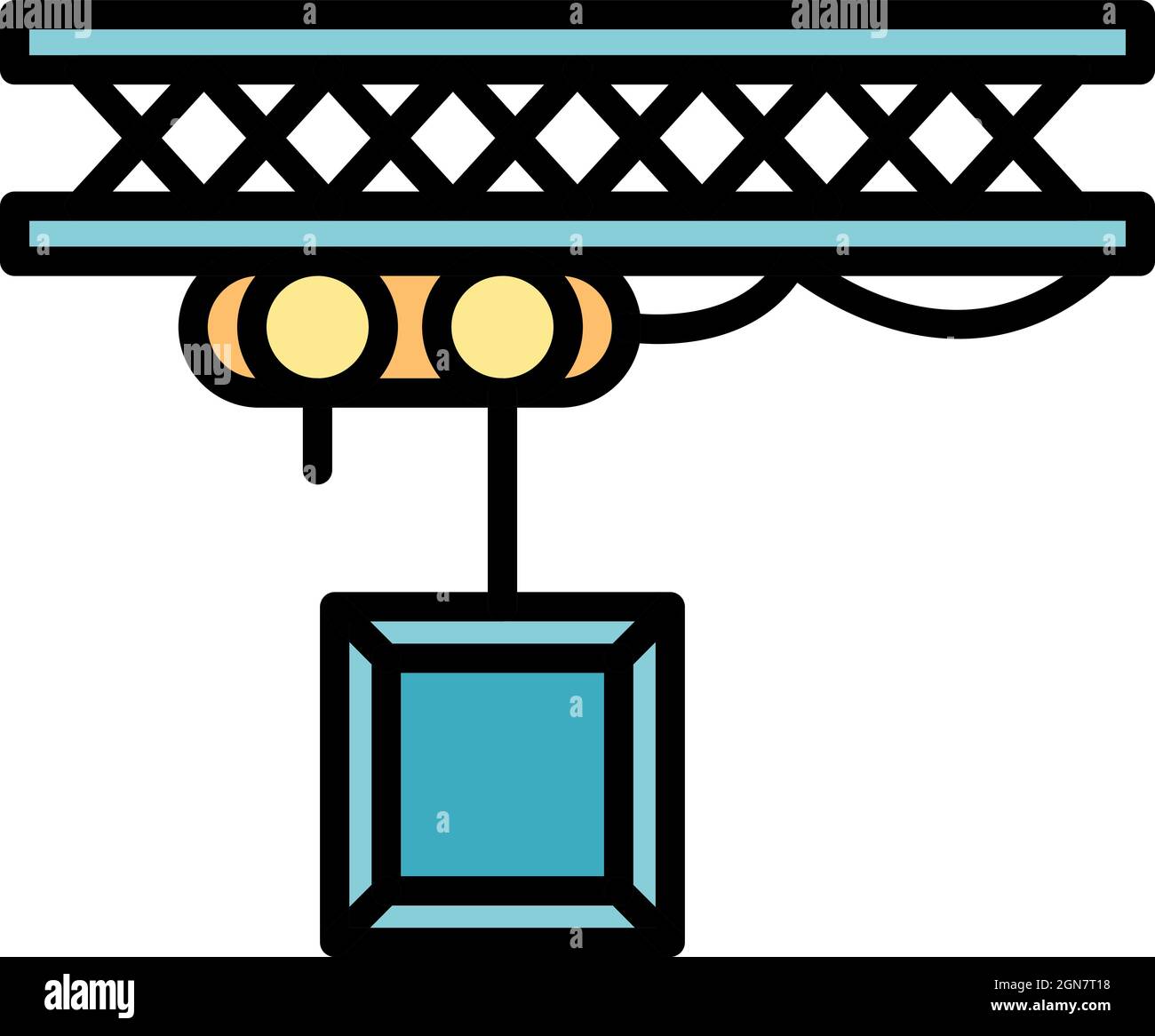 Box crane icon. Outline box crane vector icon color flat isolated Stock ...