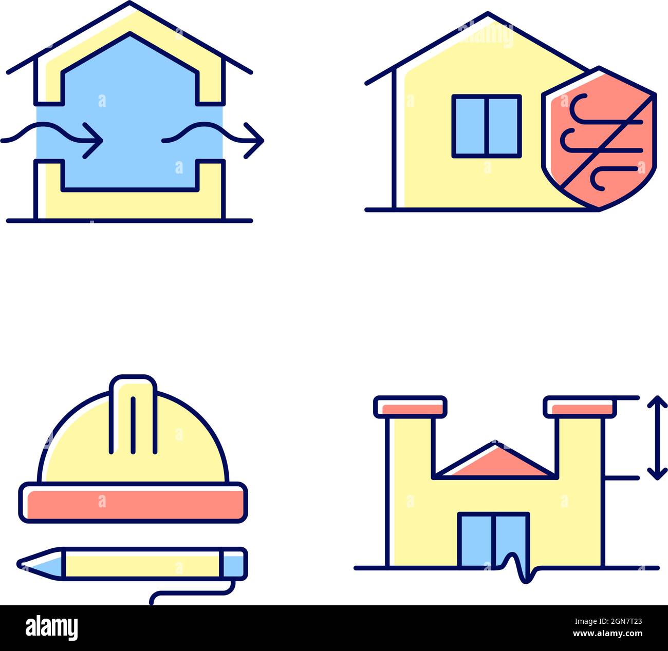 Standards for residential construction RGB color icons set Stock Vector ...