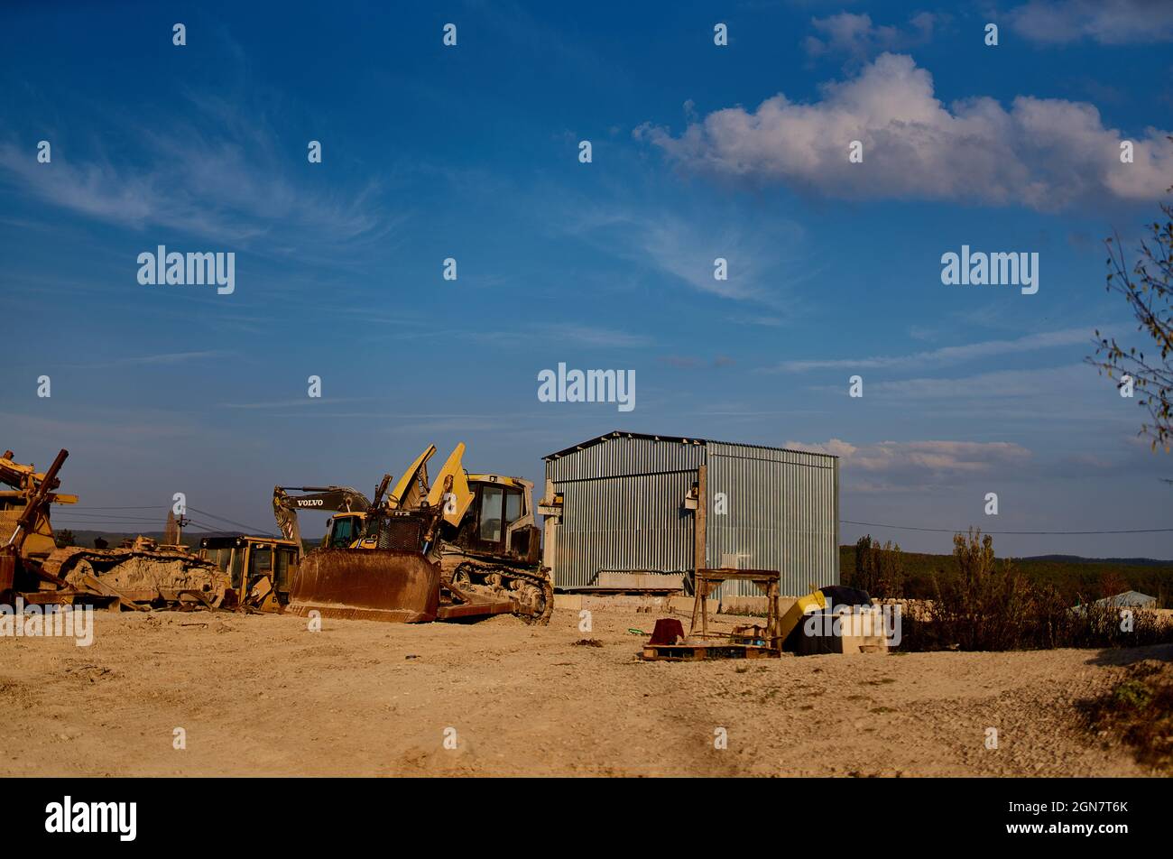 construction materials working machines excavator industry Stock Photo ...