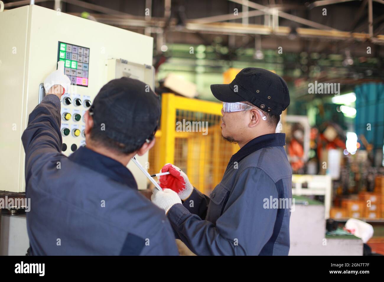 two engineer discussion about using technical robotic machine control ...