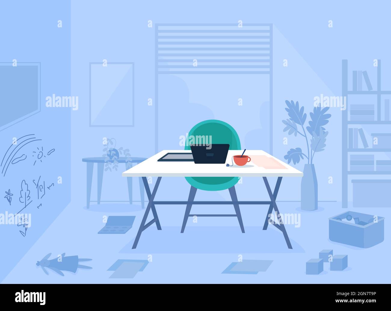 Working mother room flat color vector illustration Stock Vector Image ...