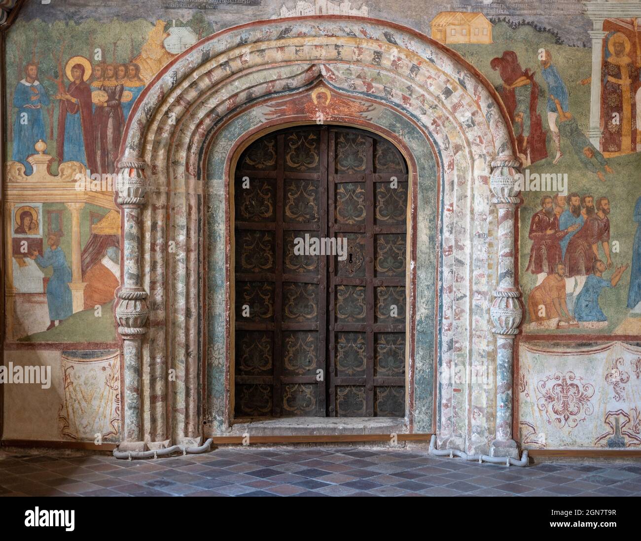Vintage metal door. old ancient antique doors inside the temple, the ...