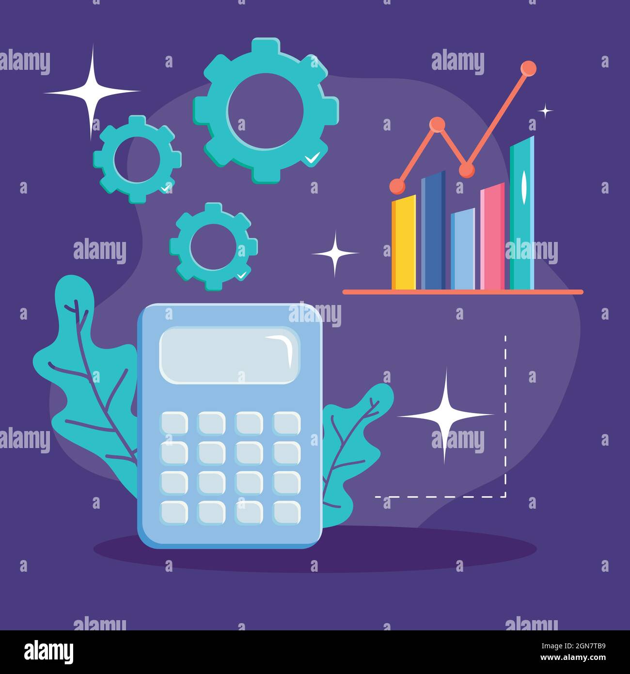 calculator with bars chart of risk management theme Stock Vector Image ...