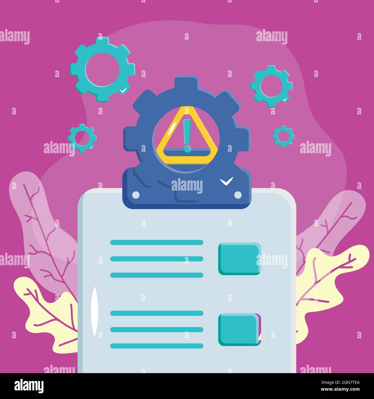 document with alarm and gears of risk management theme Stock Vector ...