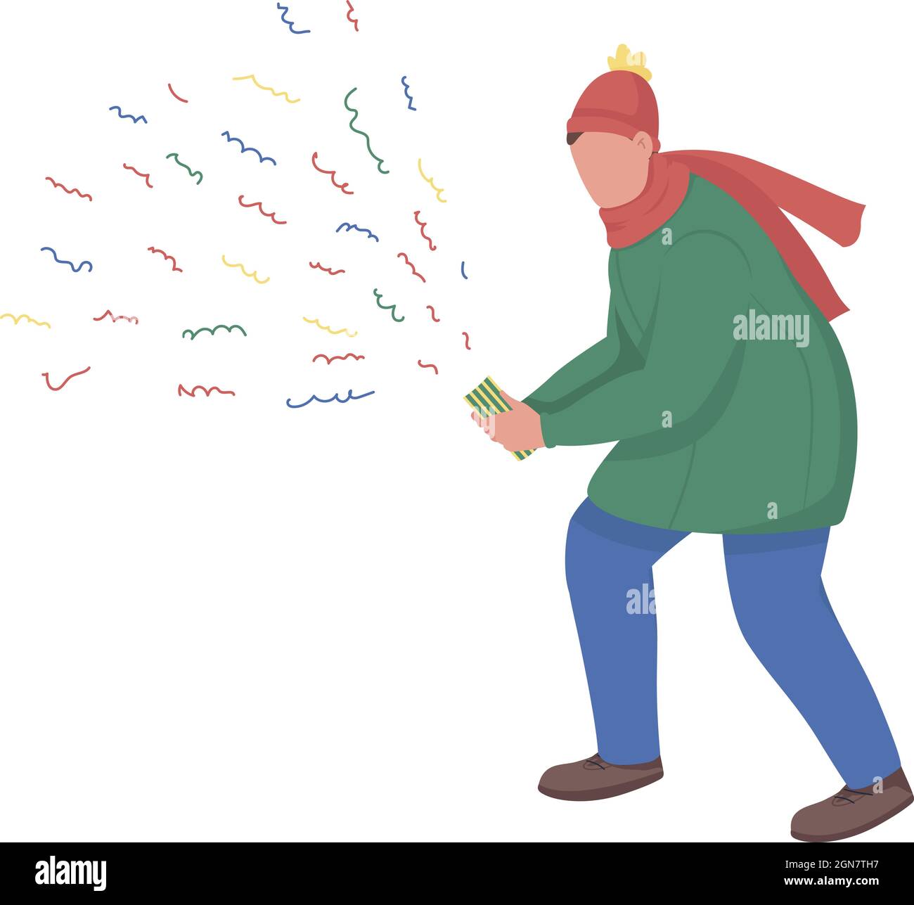 Man with confetti semi flat color vector character Stock Vector Image ...