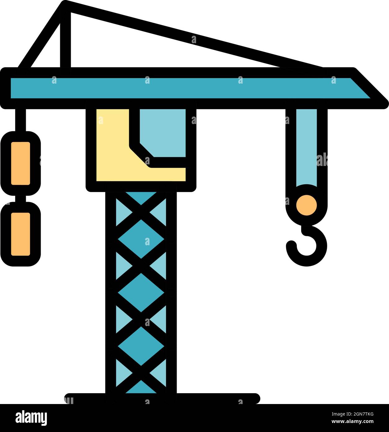 Ship crane icon. Outline ship crane vector icon color flat isolated ...