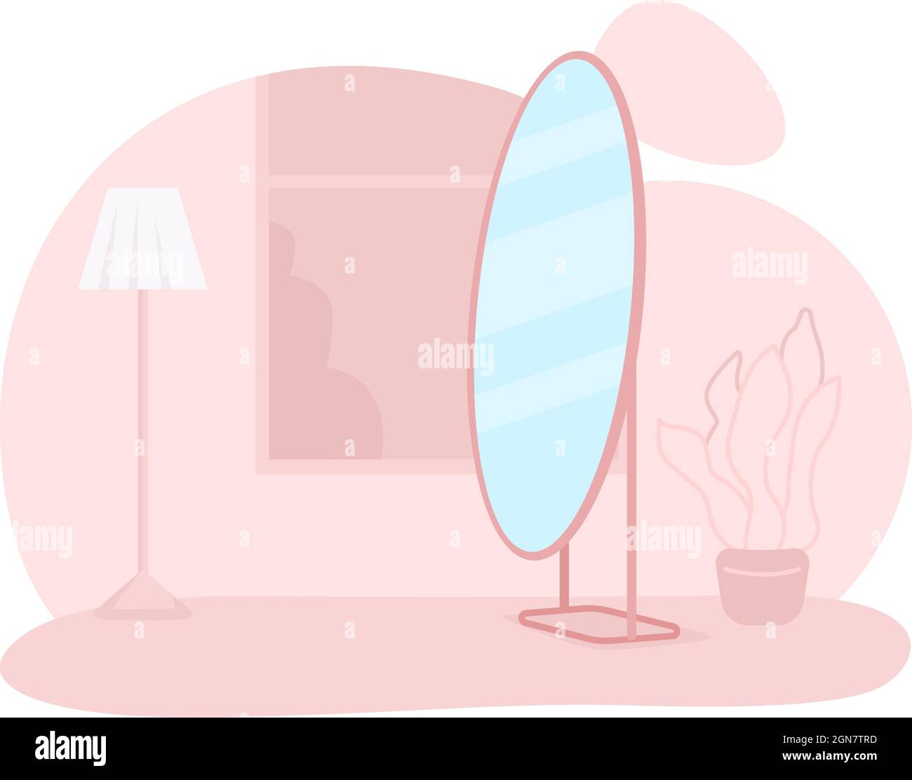 Apartment room with mirror 2D vector isolated illustration Stock Vector ...