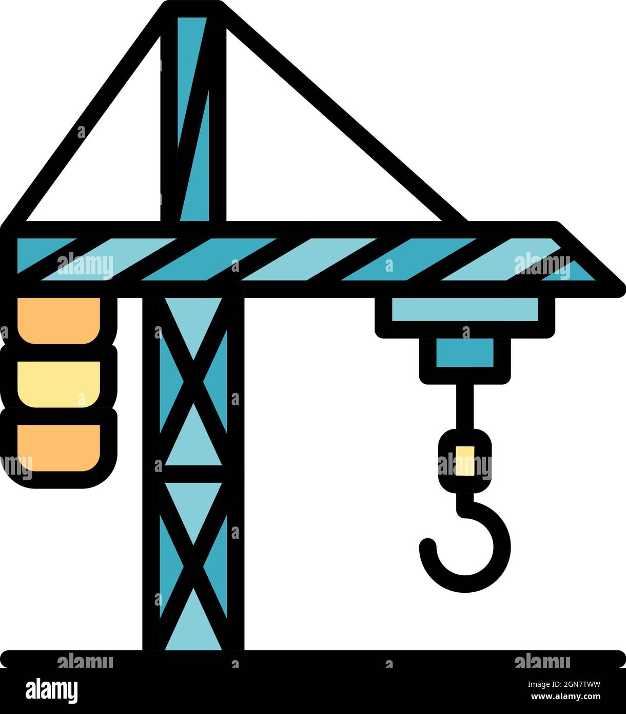City crane building icon. Outline city crane building vector icon color ...