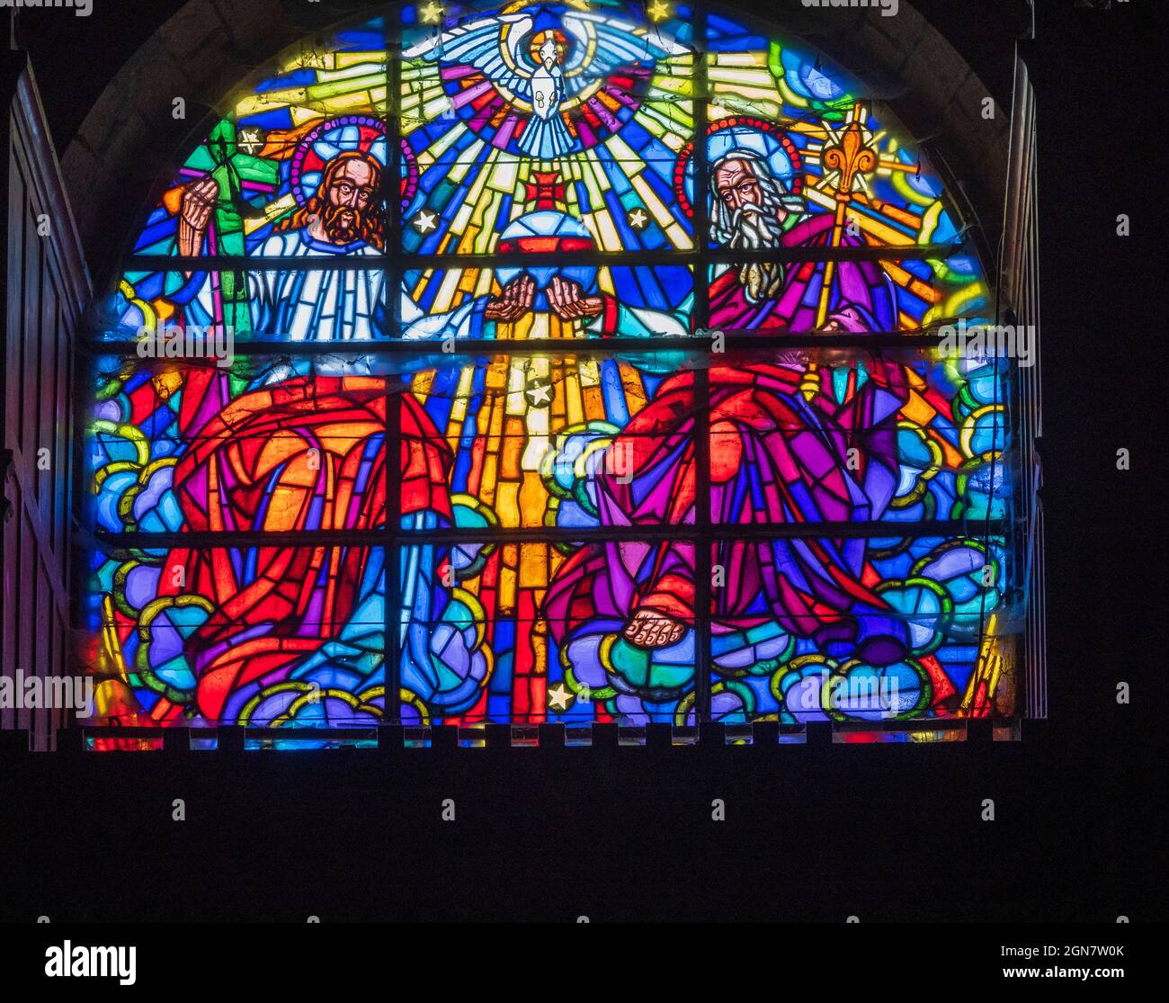 Stained glass, Saint-Sauveur abbey, Redon (35600), Brittany, France ...