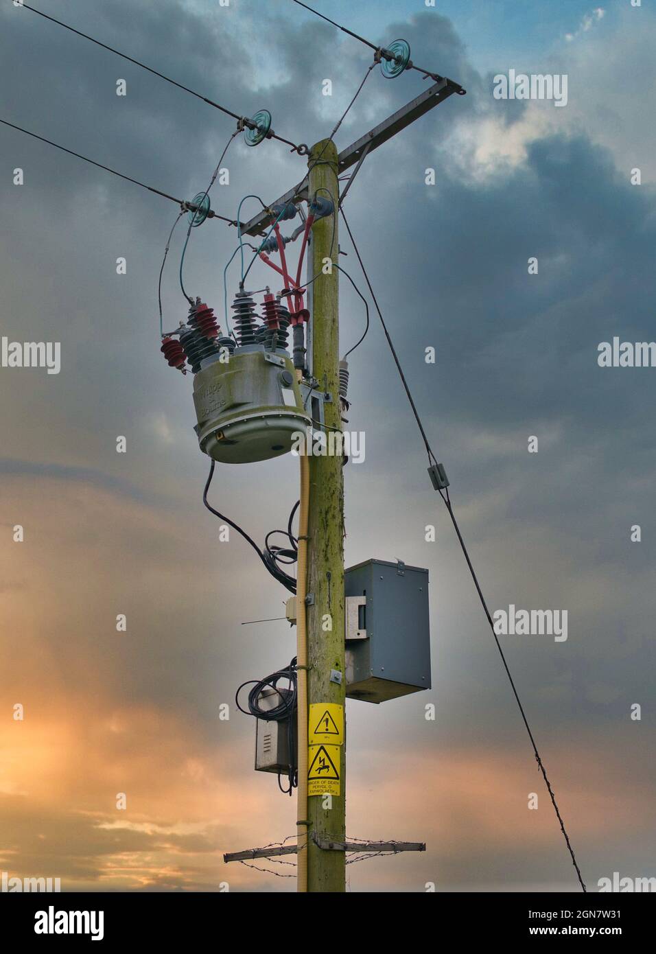 An electricity supply pylon delivering power through the UK national ...