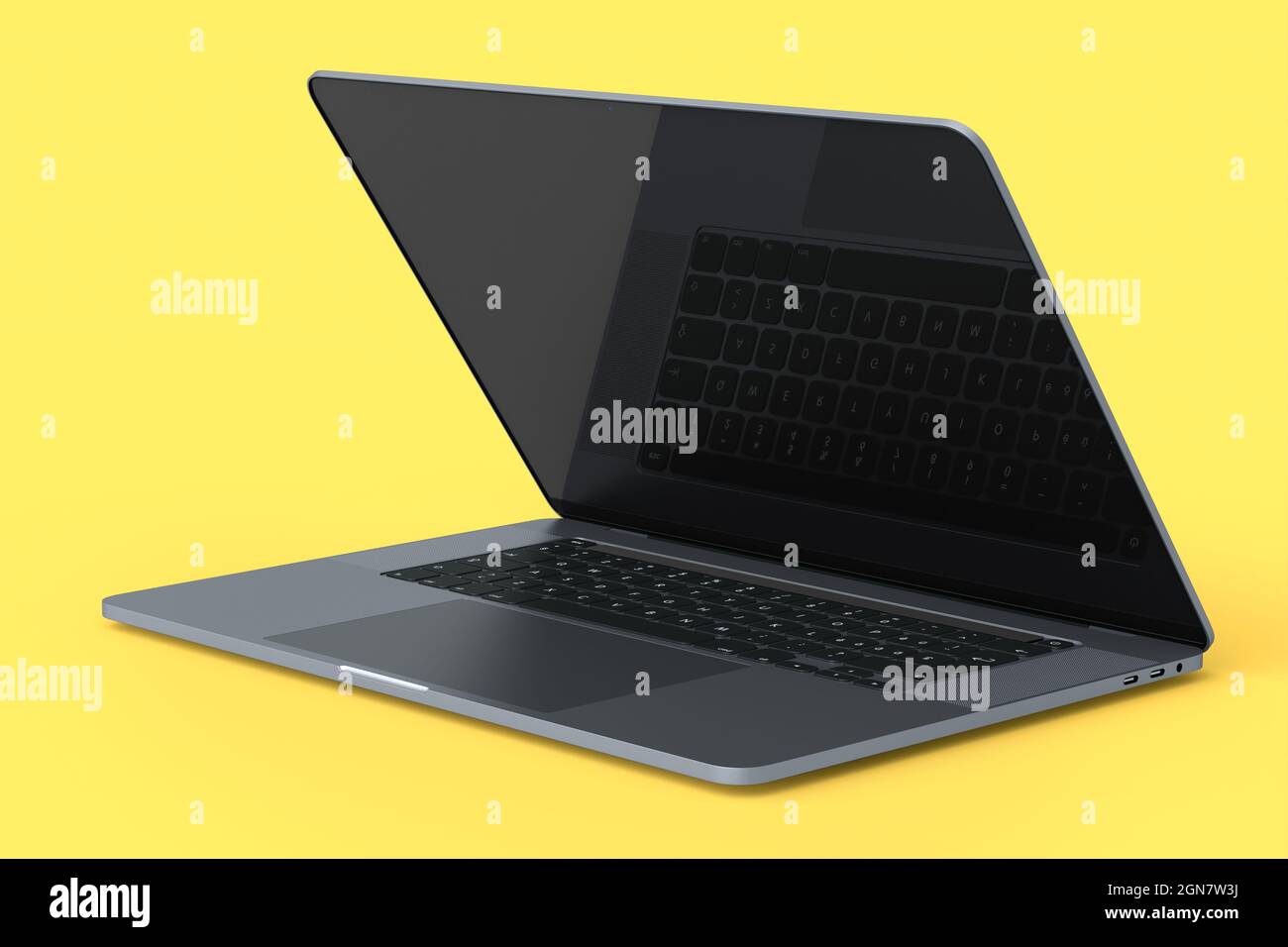 Realistic aluminum laptop with empty white screen display isolated on ...