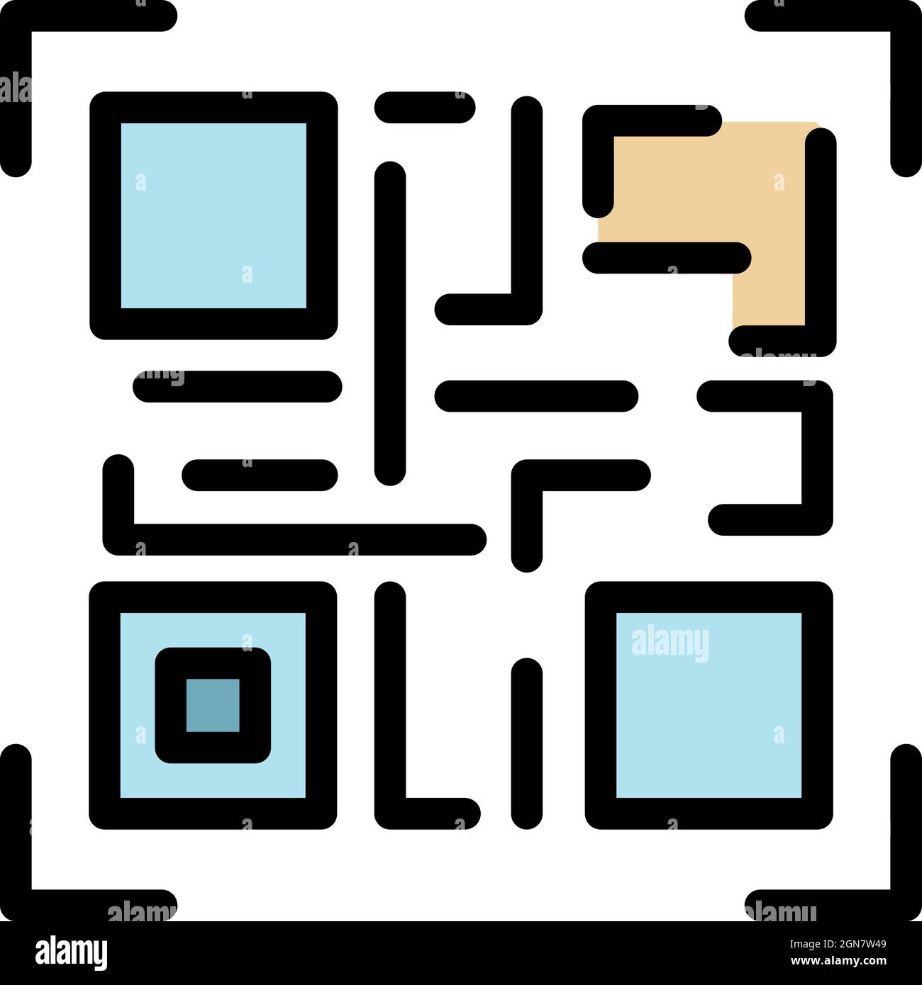 Qr code icon. Outline qr code vector icon color flat isolated Stock ...