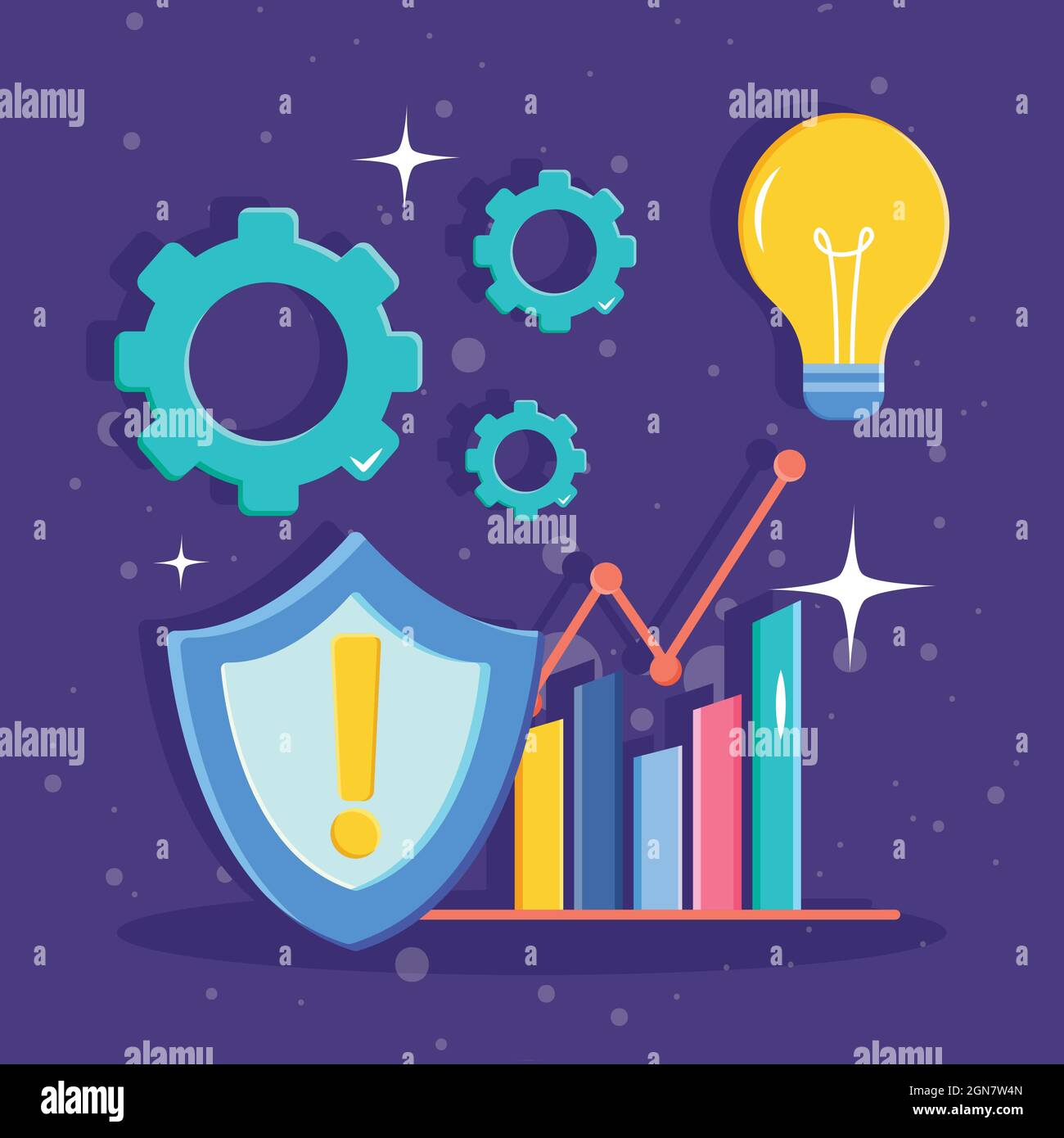 bars chart with shield of risk management theme Stock Vector Image ...