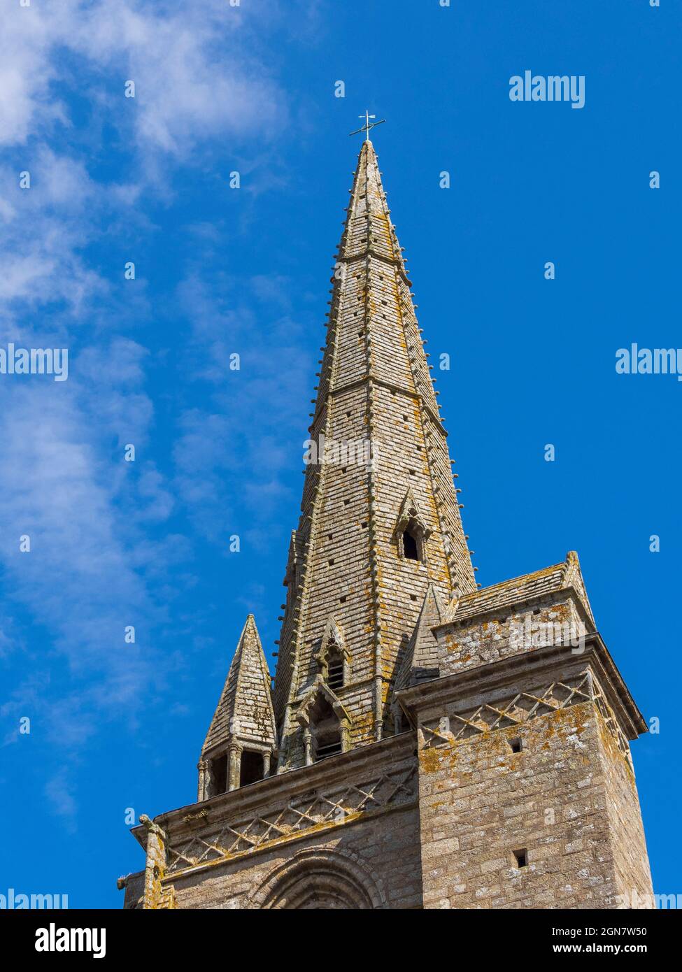 The bell tower, Saint-Sauveur abbey, Redon (35600), Brittany, France ...