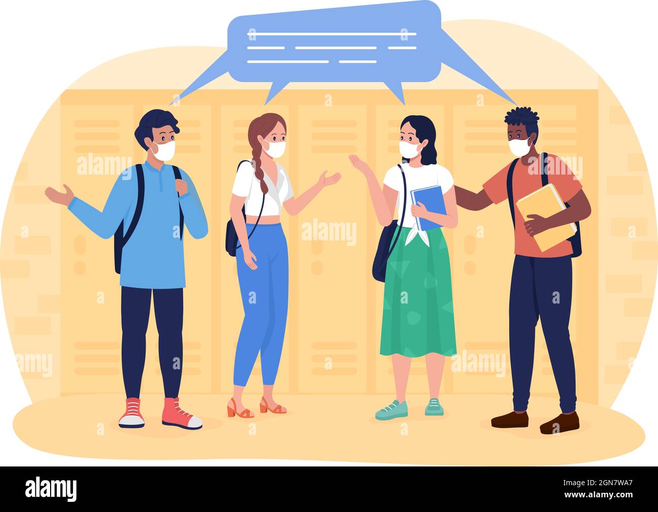 School during quarantine 2D vector isolated illustration Stock Vector ...