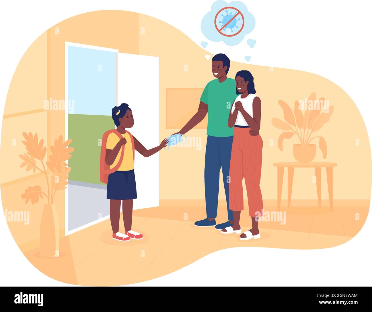 Return to school 2D vector isolated illustration Stock Vector Image ...