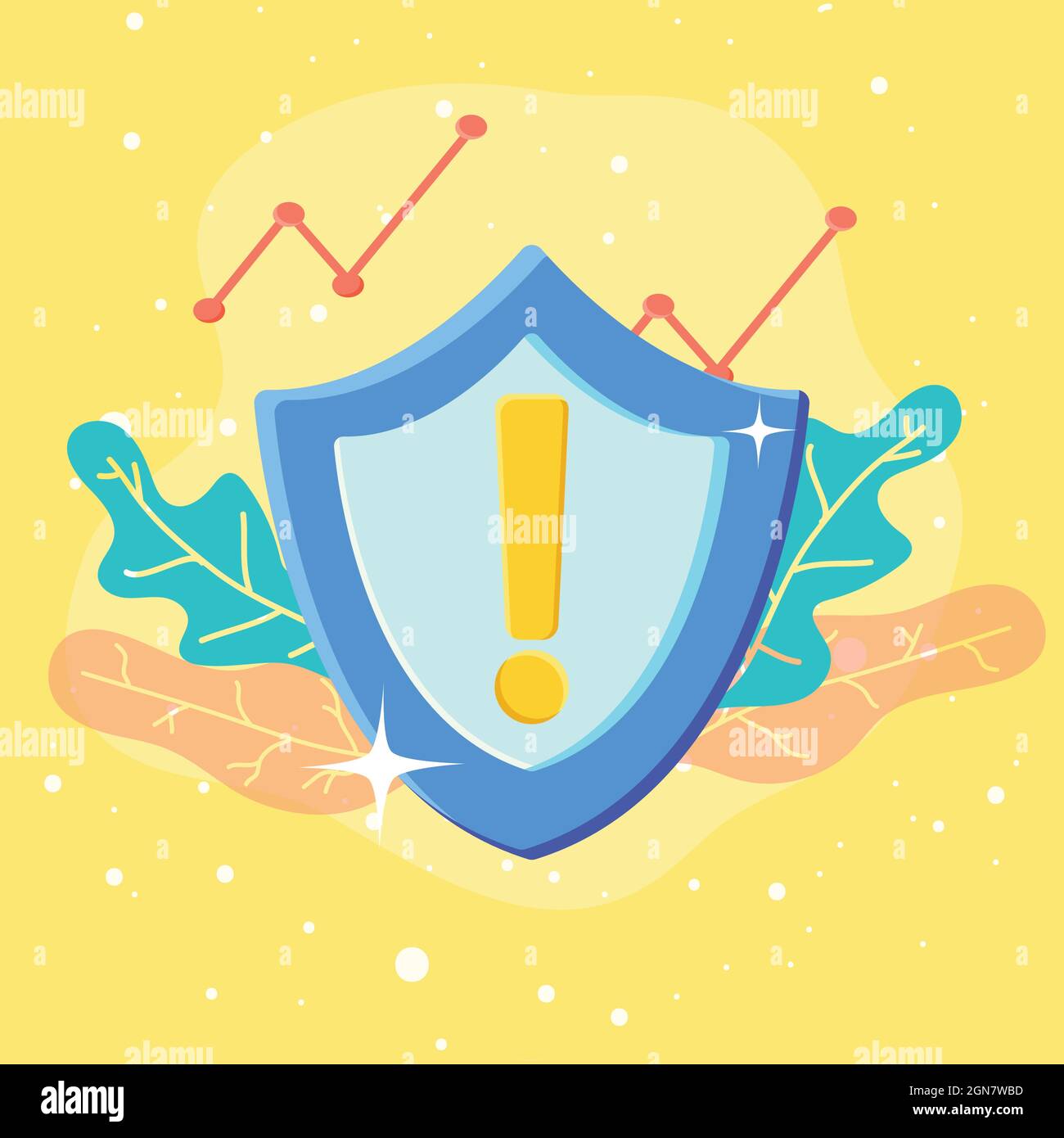 shield with leaves of risk management theme Stock Vector Image & Art ...