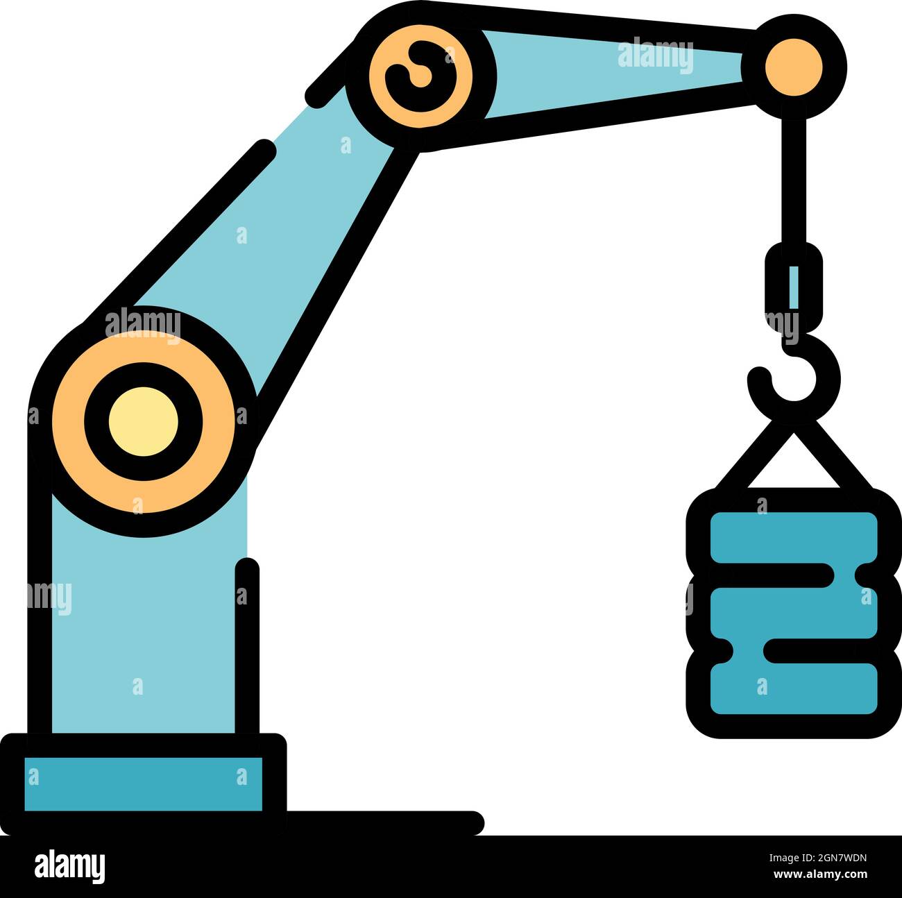 Robot arm crane icon. Outline robot arm crane vector icon color flat ...